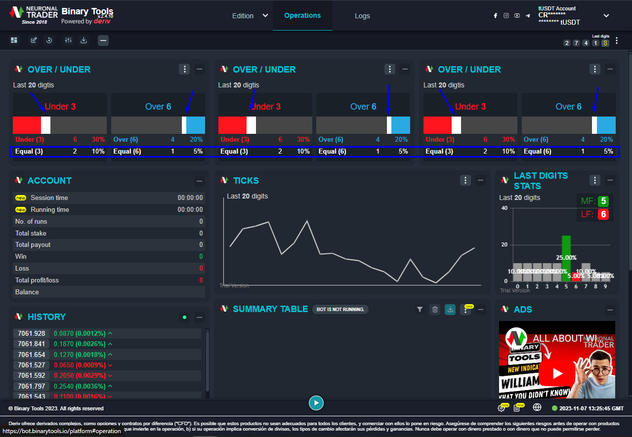 OVER/UNDER "THE BEST COMPLEMENT": 2 STRATEGY FOR DIGIT BOTS. - Neuronal ...