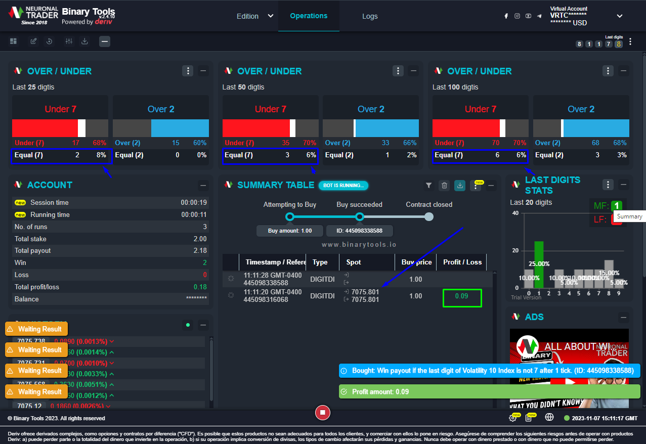 OVER/UNDER "THE BEST COMPLEMENT": 2 STRATEGY FOR DIGIT BOTS. - Neuronal ...